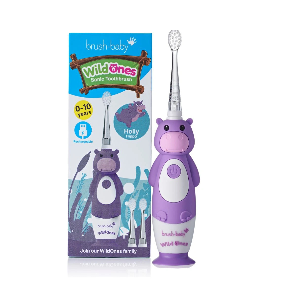 Holly Hippo Electric Toothbrush | WildOnes Toothbrush | BrushBabyPRO ...